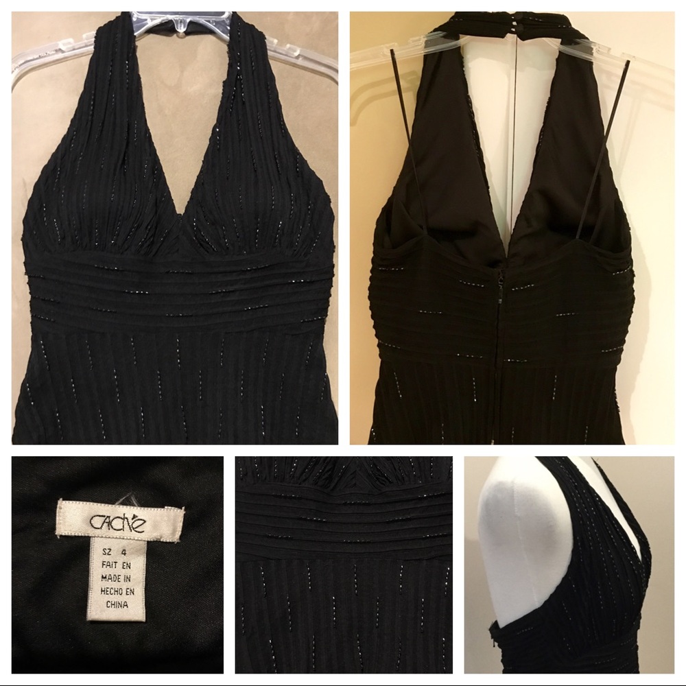 Cach Black Beaded Halter Top - Gem