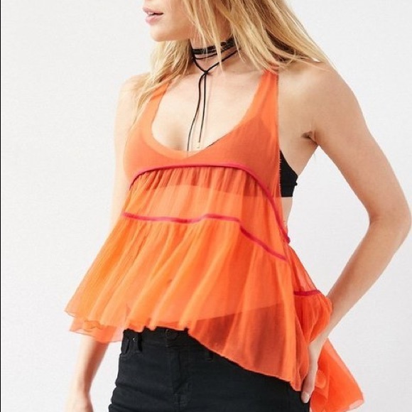Urban Outfitters | Tops | Nwt Uo Sheer Tiered Flowy Loose Tank Top ...