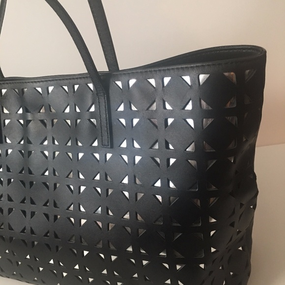 Milly | Bags | Milly Metallic Laser Cut Leather Tote Bag | Poshmark