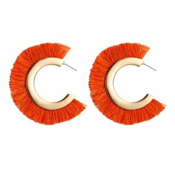 The Backroom | Jewelry | On Trend Burnt Orange Fan Fringe Earrings ...