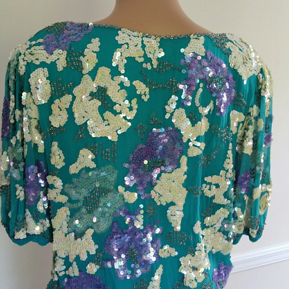 Vintage "Elsa" Silk And Sequin Blouse - Gem