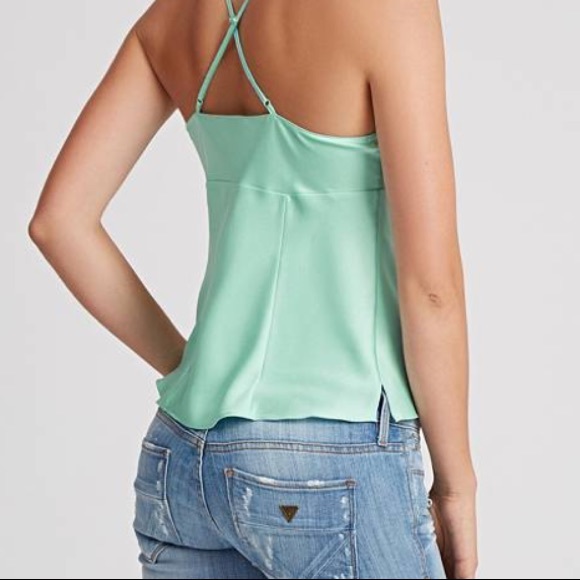 Guess | Tops | Guess Lace Trim Cami Groupie Green | Poshmark