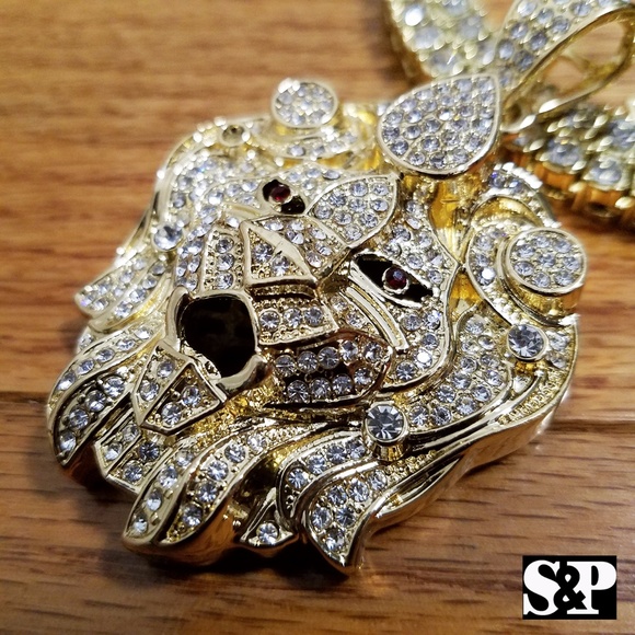 Accessories | Big Lion Head Pendant 18 1 Row Tennis Chain Set | Poshmark
