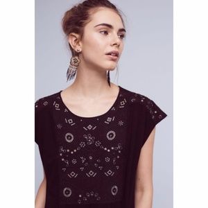 Anthropologie | Tops | Anthro Akemi Kin Black Floral Embroidered Tunic ...