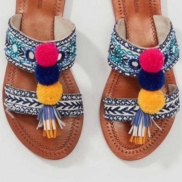 Antik Batik | Shoes | Anthropologies Antik Batik Pom Pom Sandals | Poshmark