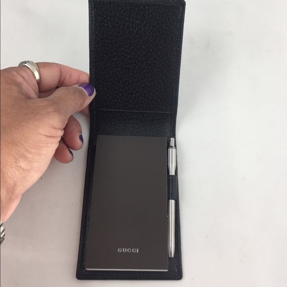 Gucci | Accessories | Gucci Black Notepad With Attached Pen | Poshmark