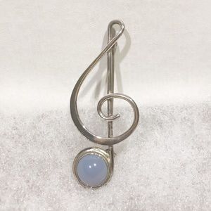Jewelry | Sterling Silver And Moonstone Treble Clef Brooch | Poshmark