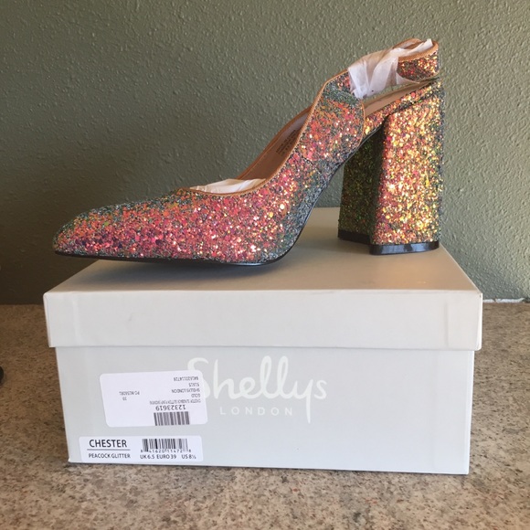 Shellys London | Shoes | Shellys London Sparkle Heel In Pinkgold | Poshmark