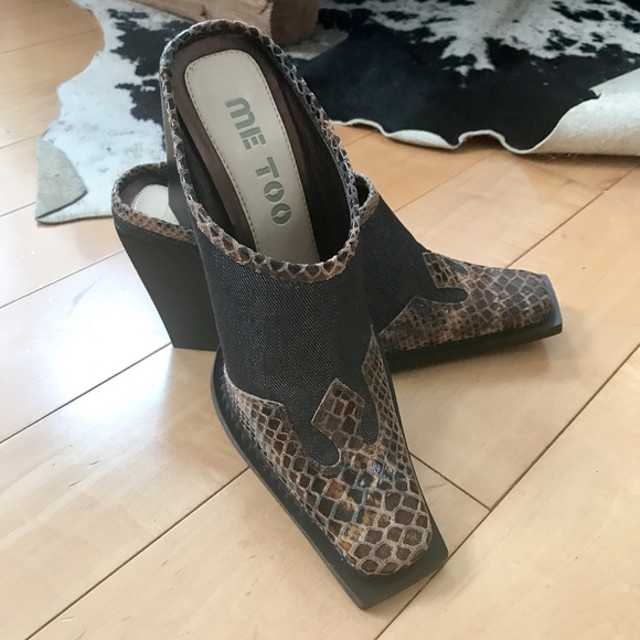 me too | Shoes | Me Too Snakeskin Denim Leather Cowboy Boots 8 New ...