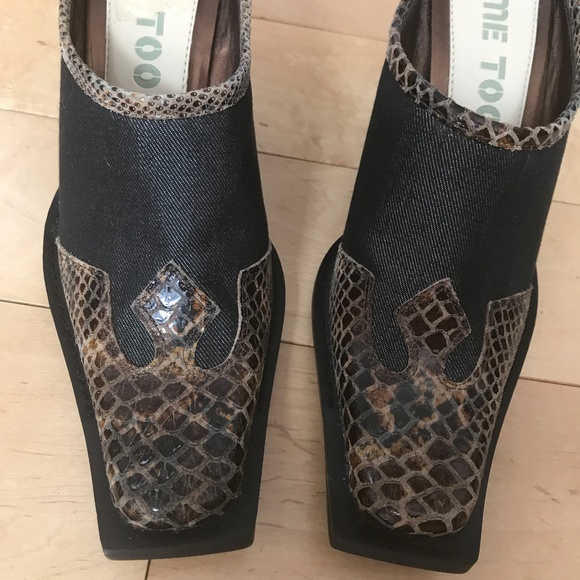 me too | Shoes | Me Too Snakeskin Denim Leather Cowboy Boots 8 New ...