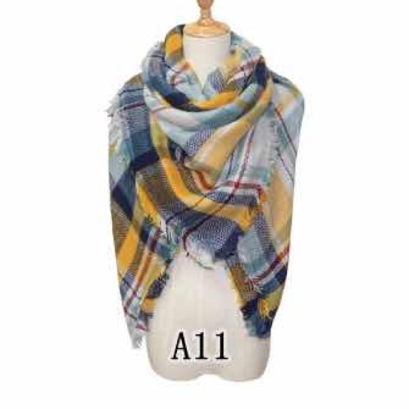 Accessories | New Yellow Green Tartan Blanket Scarf | Poshmark