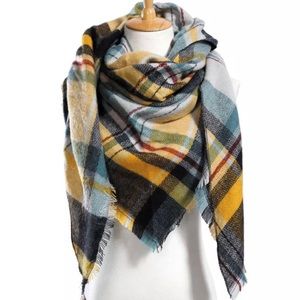 Accessories | New Yellow Green Tartan Blanket Scarf | Poshmark