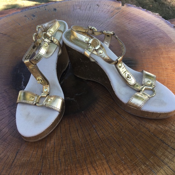 Coach | Shoes | Coach Gold Platform Sandal Size | Poshmark