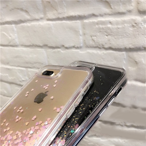 Accessories | Iphone 8 Plus Case Waterfall Glitter Hearts Pink | Poshmark
