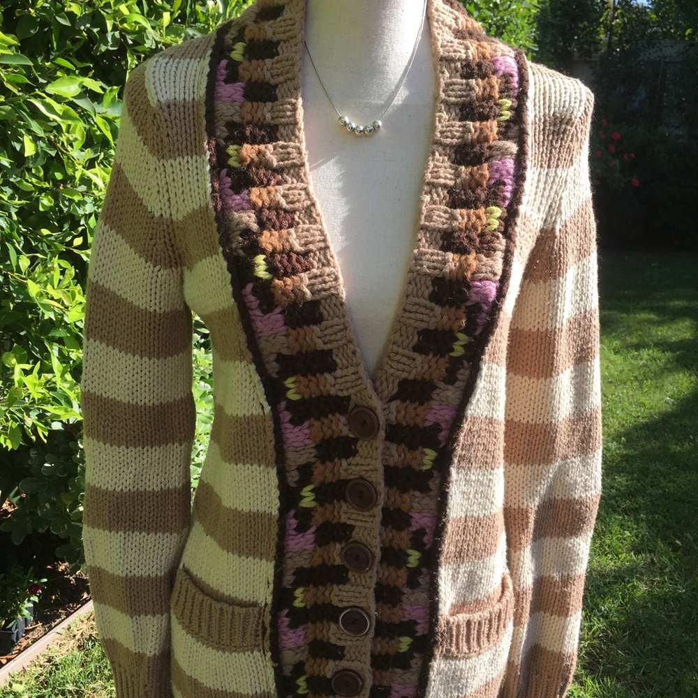 Anthropologie Sparrow Hopi Basket Sweater Cardigan - Gem