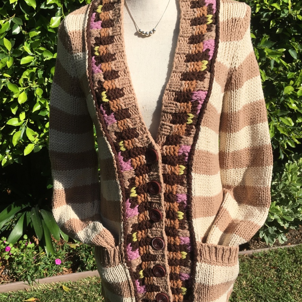 Anthropologie Sparrow Hopi Basket Sweater Cardigan - Gem