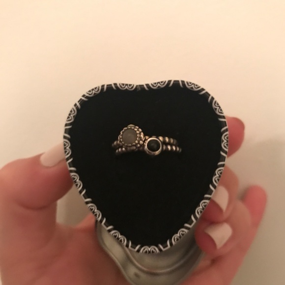 Brighton | Jewelry | Brighton Black And Grey Stackable Rings Size 75 ...