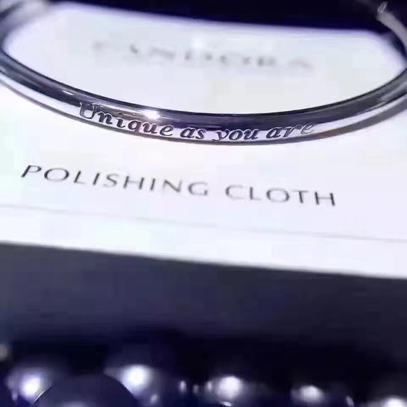Pandora | Jewelry | Pandora Snowflakes Bangle Unique As U Are Engraved ...