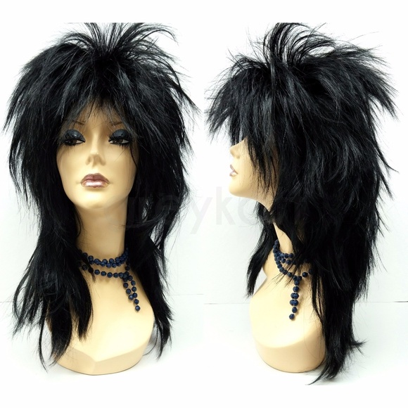 Accessories | Black Long Layered Spiked Punk Rock Wig | Poshmark