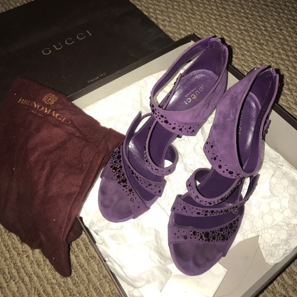 Gucci | Shoes | Gucci Heels Purple With Rhinestone Heels | Poshmark