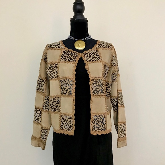 Vintage | Jackets & Coats | Vintage 8s Patchwork Leather Leopard Smh ...