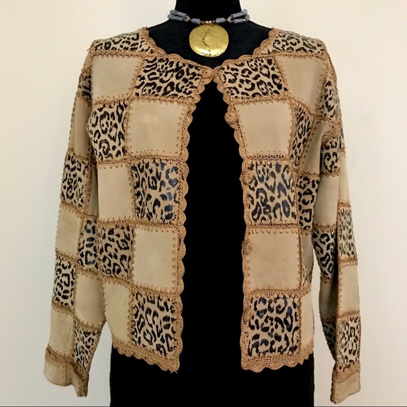 Vintage | Jackets & Coats | Vintage 8s Patchwork Leather Leopard Smh ...