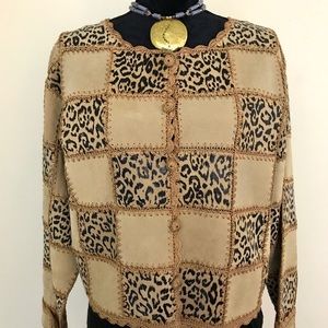Vintage | Jackets & Coats | Vintage 8s Patchwork Leather Leopard Smh ...