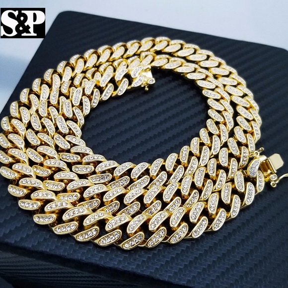 Accessories | Hip Hop Iced Out Gold Pt Cuban Link Chain Necklace | Poshmark