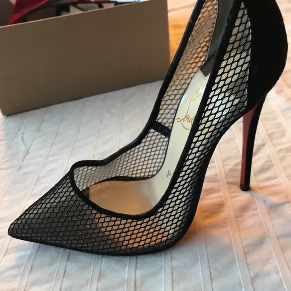 Christian Louboutin | Shoes | Christian Louboutin Follies Fishnet Red ...