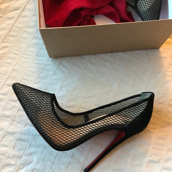 Christian Louboutin | Shoes | Christian Louboutin Follies Fishnet Red ...