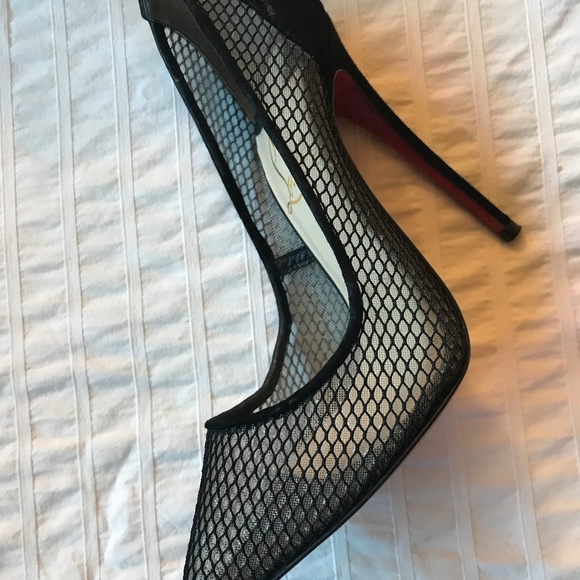 Christian Louboutin | Shoes | Christian Louboutin Follies Fishnet Red ...