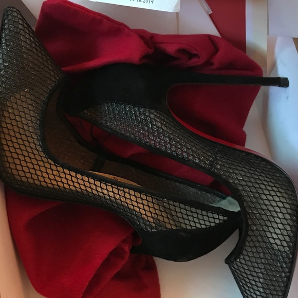 Christian Louboutin | Shoes | Christian Louboutin Follies Fishnet Red ...
