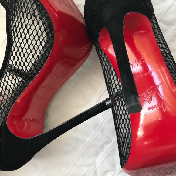 Christian Louboutin | Shoes | Christian Louboutin Follies Fishnet Red ...