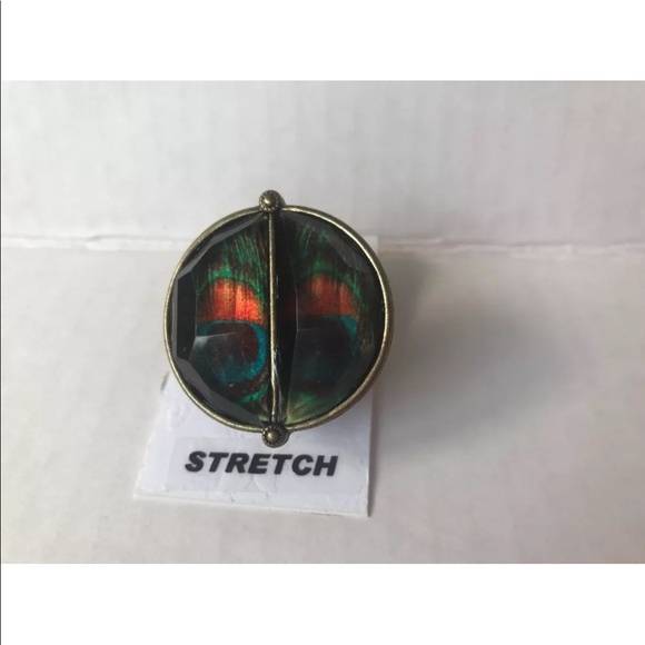 Jewelry | Peacock Feathers Brass Strechy Ring Anna Ava | Poshmark