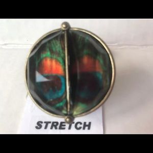 Jewelry | Peacock Feathers Brass Strechy Ring Anna Ava | Poshmark
