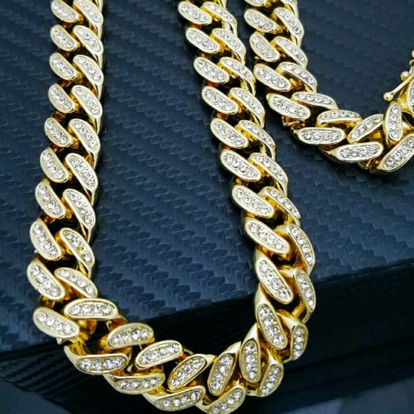 Accessories | 14k Gold Plated Iced Out Miami Cuban Chain | Poshmark