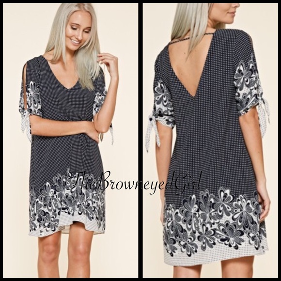 Dresses | Look Back At Me Black White Floral Mini | Poshmark