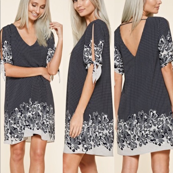 Dresses | Look Back At Me Black White Floral Mini | Poshmark