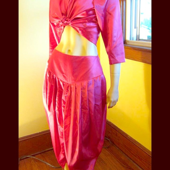 Vintage Other Vtg I Dream Of Jeannie Style Sexy Harem Girl Pink Satin 7s Disco Outfit