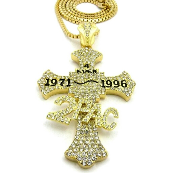 Accessories | 14k Gold Platediced Out 4 Ever 2pac Cross Chain | Poshmark