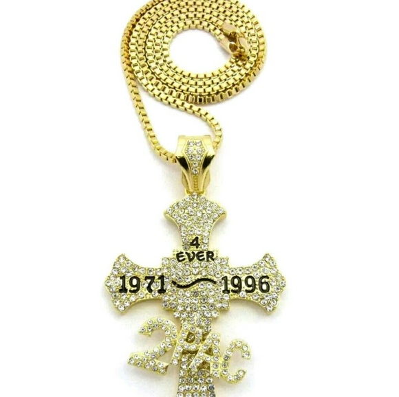 Accessories | 14k Gold Platediced Out 4 Ever 2pac Cross Chain | Poshmark