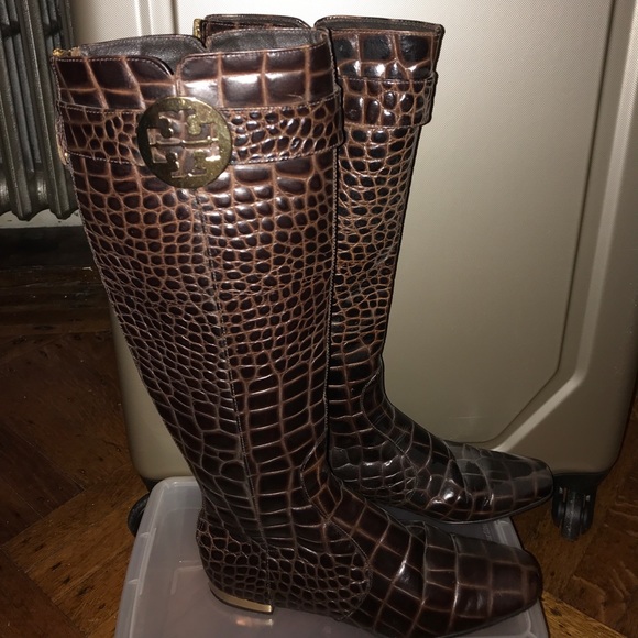 Tory Burch | Shoes | Tory Burch Croc Skin Boots | Poshmark