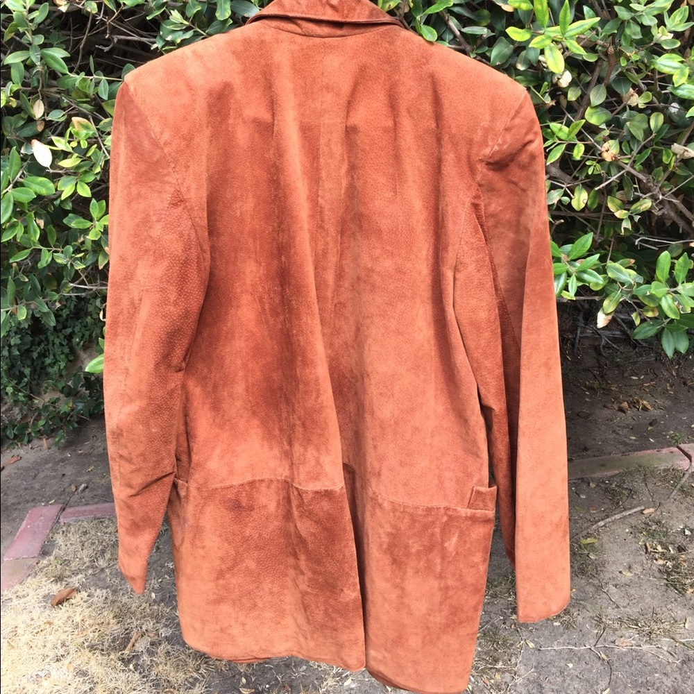 Long Suede Leather Jacket In Rich Brown M - Gem