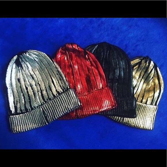 Accessories | Silver Metallic Beanies | Poshmark