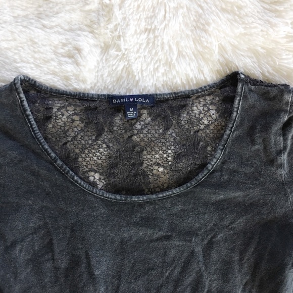 Basil and Lola | Tops | Basil And Lola Acid Wash Top W Lace Accents ...