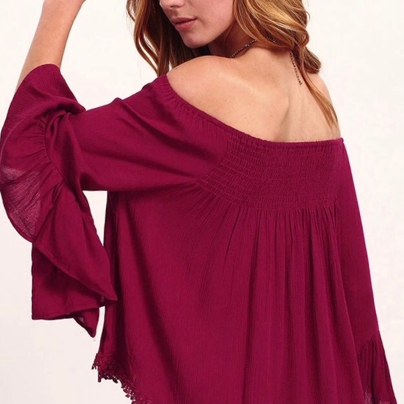 Tops | Hpbeautiful Off Shoulder Red Top | Poshmark