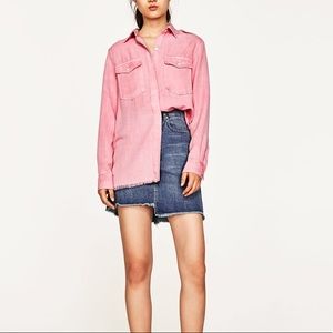 Zara | Tops | Zara Pink Military Style Shirt | Poshmark