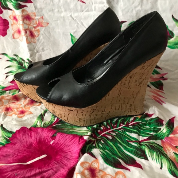 Rue21 | Shoes | Black Cork Wedge | Poshmark
