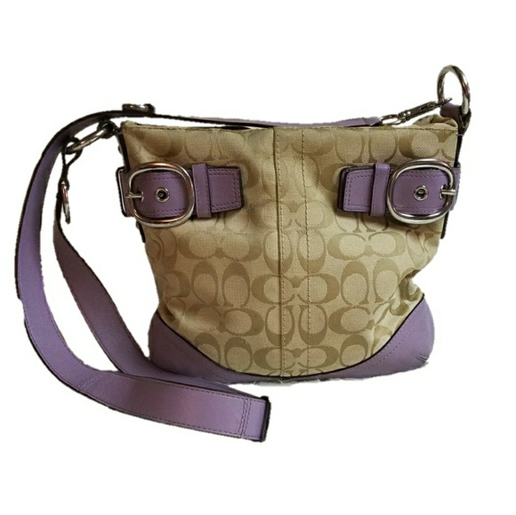 Coach | Bags | Coach Leather Buckle Duffle Bag Lavendar Lilac | Poshmark