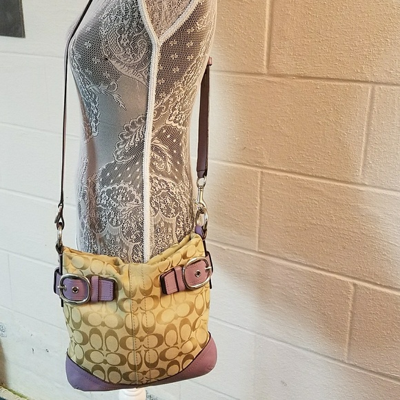 Coach | Bags | Coach Leather Buckle Duffle Bag Lavendar Lilac | Poshmark